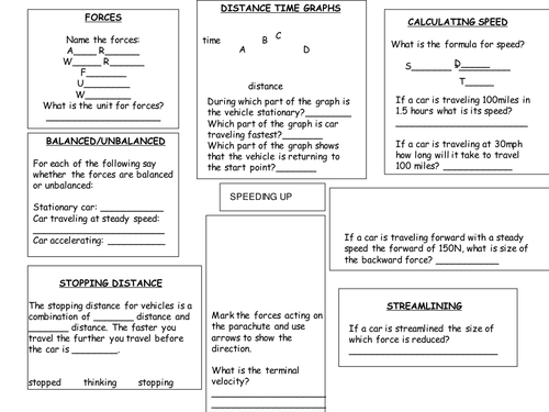 Speed revision worksheet | Teaching Resources