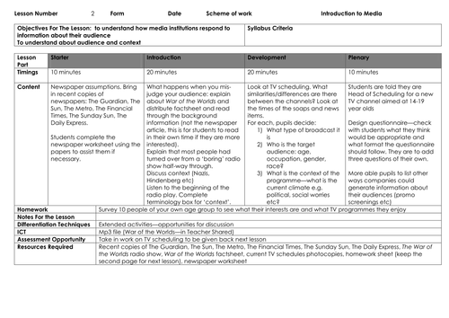 Introduction to Media Studies Lesson 2 | Teaching Resources