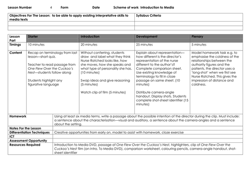 Introduction to Media Studies Lesson 4 | Teaching Resources