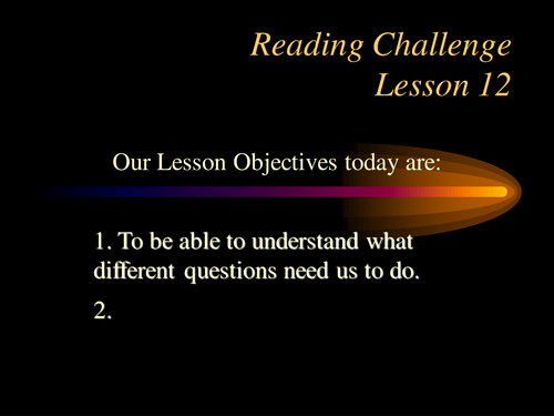 Reading Challenge Lesson 12 | Teaching Resources