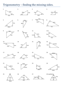 Maths Trigonometry missing sides worksheet by Tristanjones - UK ...
