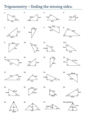 Trigonometry Finding Sides And Angles Worksheet Trigonometry Finding Sides And Angles Worksheet