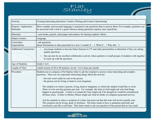 Flat Stanley in the curriculum | Teaching Resources