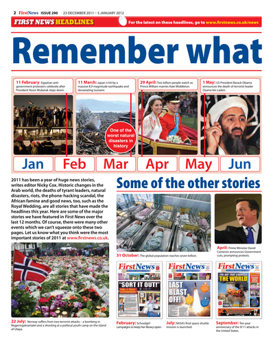 Remember what happened in 2011 month by month | Teaching Resources
