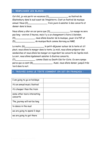 Mes Vacances (My Holidays) | Teaching Resources