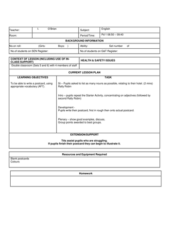 Yr 7 English Holiday Writing Lesson 5 | Teaching Resources