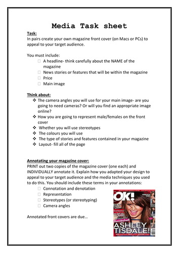 Mesia- creating mag covers | Teaching Resources