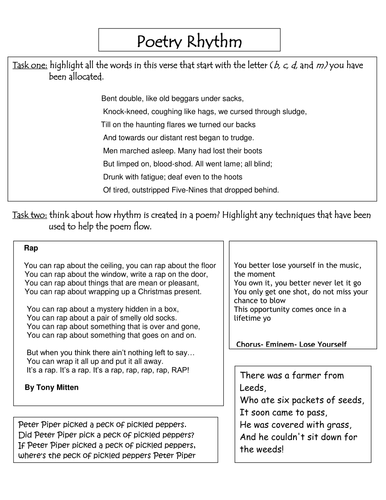 Sound and beat- poetry | Teaching Resources