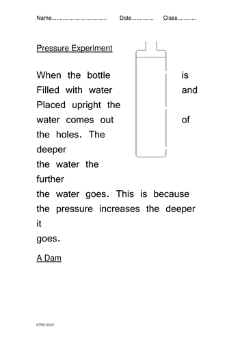 Investigating Water Pressure. | Teaching Resources