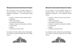 Mountain Environment Project | Teaching Resources