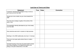 Land Use In Towns And Cities - CBD | Teaching Resources