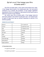 Pour etre en bonne santé, il faut manger | Teaching Resources