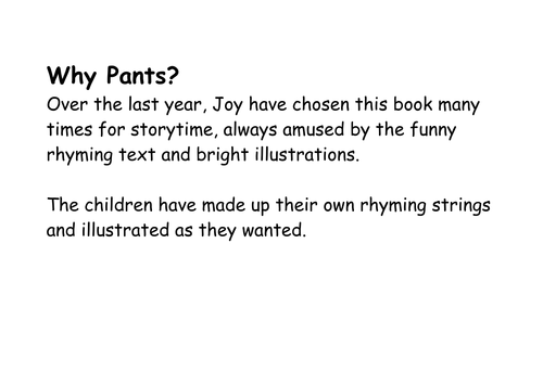 Pants shared class poetry book | Teaching Resources