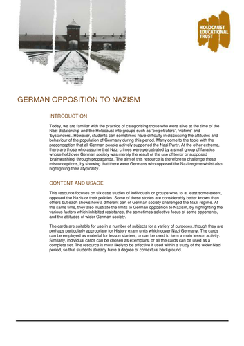 German Opposition to Nazism | Teaching Resources