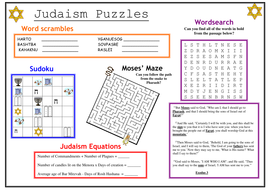 Judaism Puzzle sheet | Teaching Resources