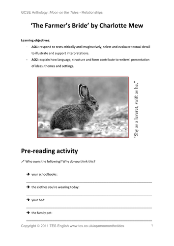 'The Farmer's Bride' by Charlotte Mew | Teaching Resources