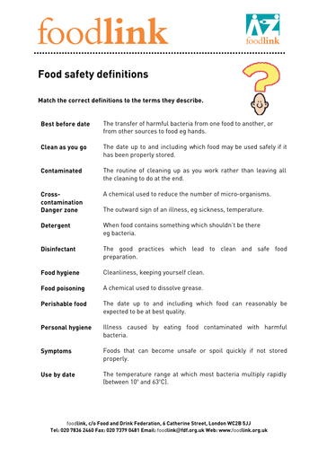 Food Safety Puzzles | Teaching Resources