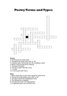 Poetry Terms And Types Crossword | Teaching Resources