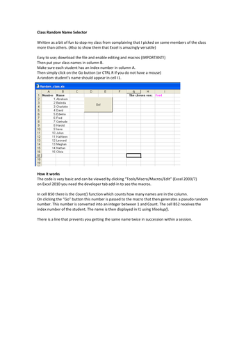 Class random name generator | Teaching Resources
