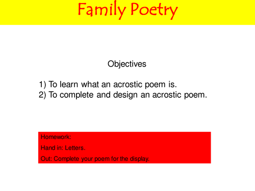 Family Poetry Full Lesson PP - Lesson 1 | Teaching Resources