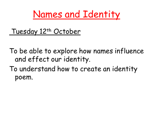 Identity Project | Teaching Resources