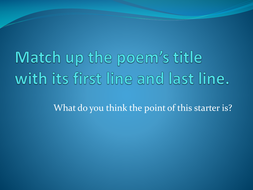 Lesson 2 - Content of the Poems | Teaching Resources