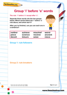 Group i before e words by TheSchoolRun | Teaching Resources