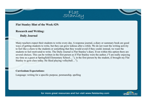 Flat Stanley journal writing | Teaching Resources