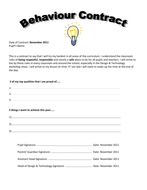Behaviour Contract | Teaching Resources