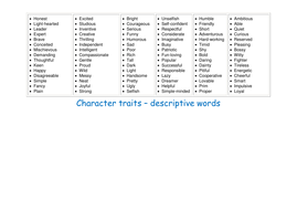Creating characters in a story | Teaching Resources