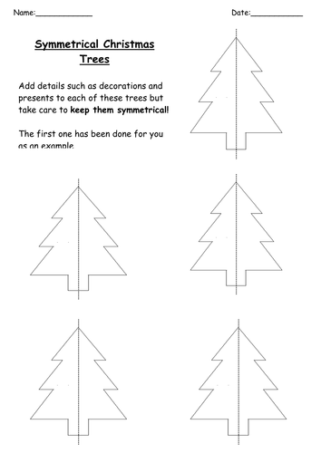 Christmas Symmetry Worksheets | Teaching Resources