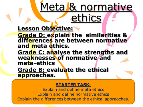 Meta Ethics 1st half of SOW | Teaching Resources