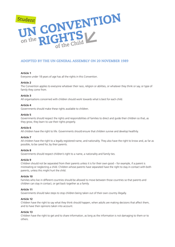 Human Rights worksheets and guides by LucyCollingwood - Teaching ...