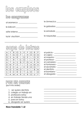 los empleos/jobs in Spanish | Teaching Resources