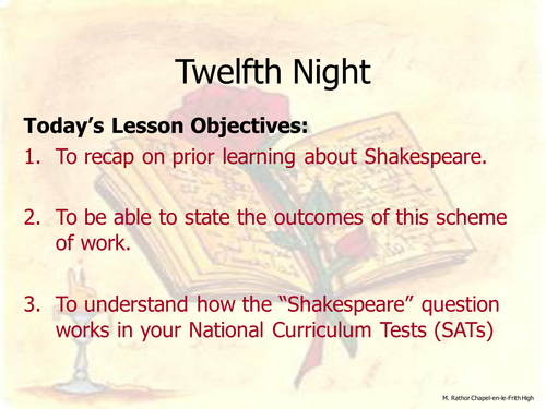 Twelfth Night SOW KS3 Full Lesson Powerpoint | Teaching Resources