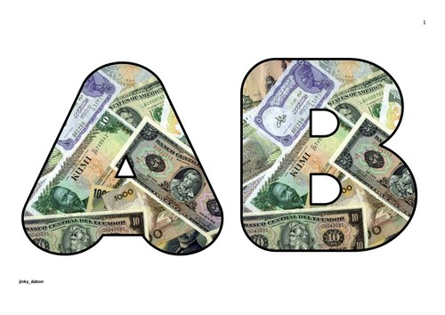 Different Bank Notes Alphabet and Numbers | Teaching Resources