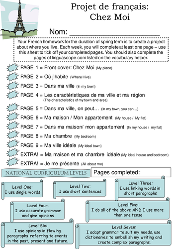 Homework project - Chez Moi | Teaching Resources