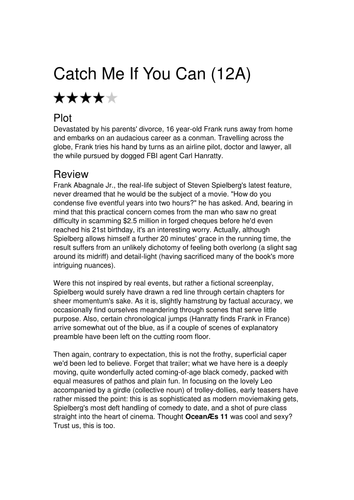 Film Review Reading Test | Teaching Resources