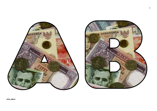 Notes and Coins Alphabet and Numbers | Teaching Resources