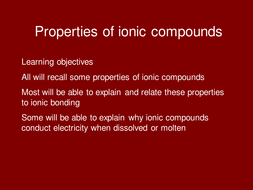 Properties of ionic compounds | Teaching Resources