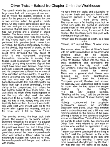 AQA Lang Controlled Assessment Oliver Twist lsn 7 | Teaching Resources