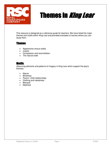 King Lear RSC Themes Reference | Teaching Resources