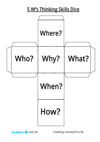 5 W's (Who, What, Where, Why, When) Thinking Dice | Teaching Resources