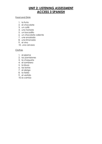 Spanish Access 3 activities/assessments | Teaching Resources