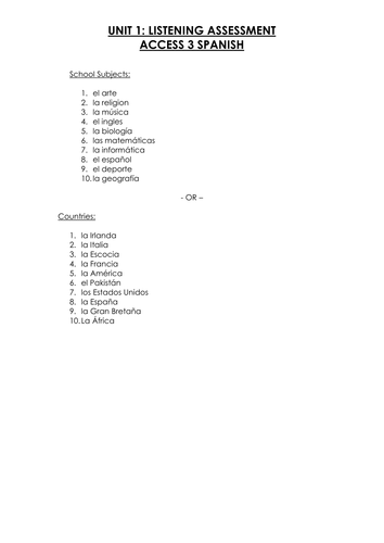 Spanish Access 3 activities/assessments | Teaching Resources
