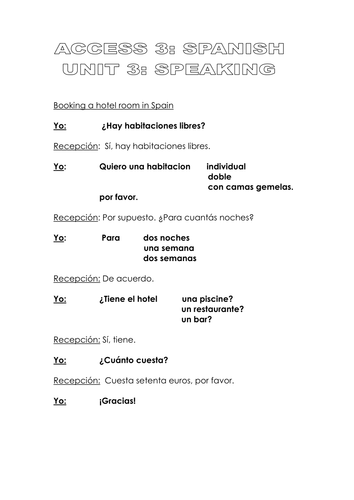 Spanish Access 3 activities/assessments | Teaching Resources