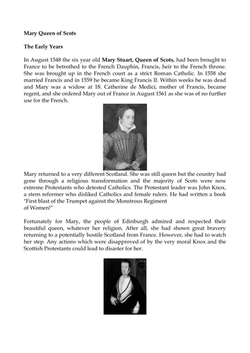 Mary Queen of Scots - Summary | Teaching Resources