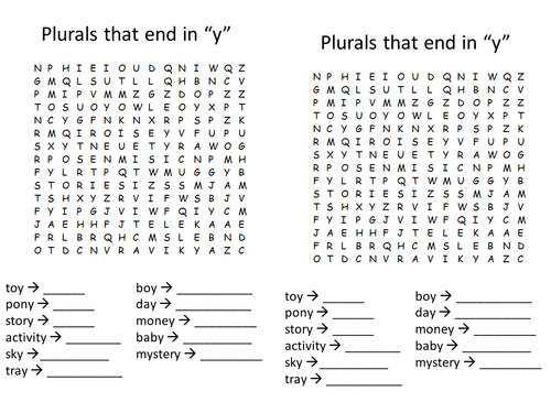 Plurals that end in y wordsearch | Teaching Resources