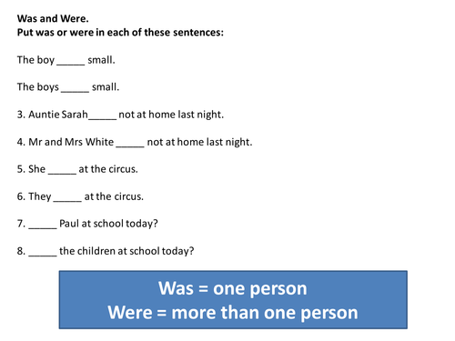 Was and Were | Teaching Resources