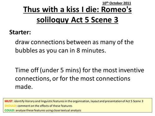 Romeo and Juliet Act 5 Scene 3 | Teaching Resources